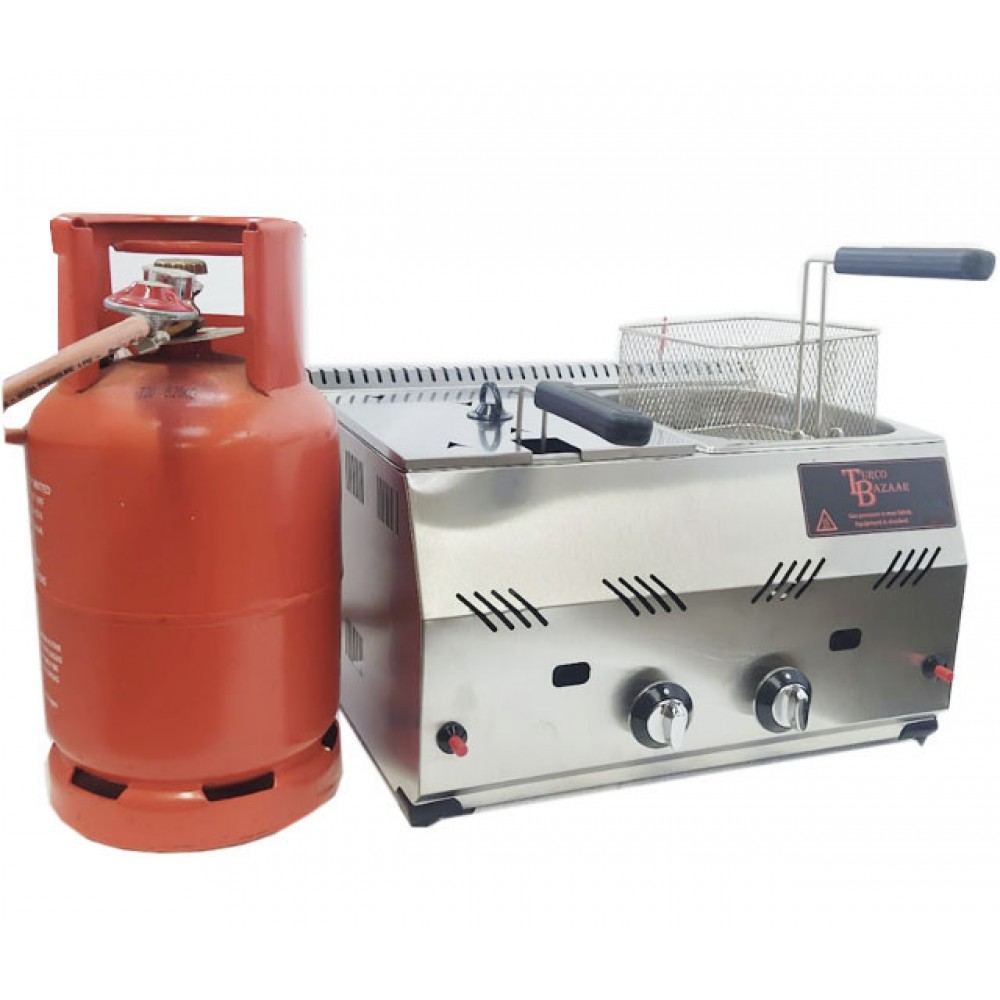 Commercial LPG Gas Fryer 10 Litre Table Top Chips Fryer Countertop ...