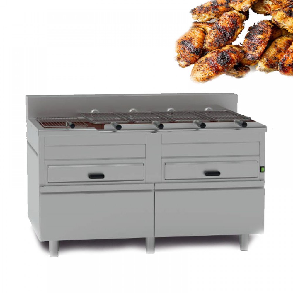 Chicken Wings Automatic Charcoal Grill 5 Skewers 2 Drawers