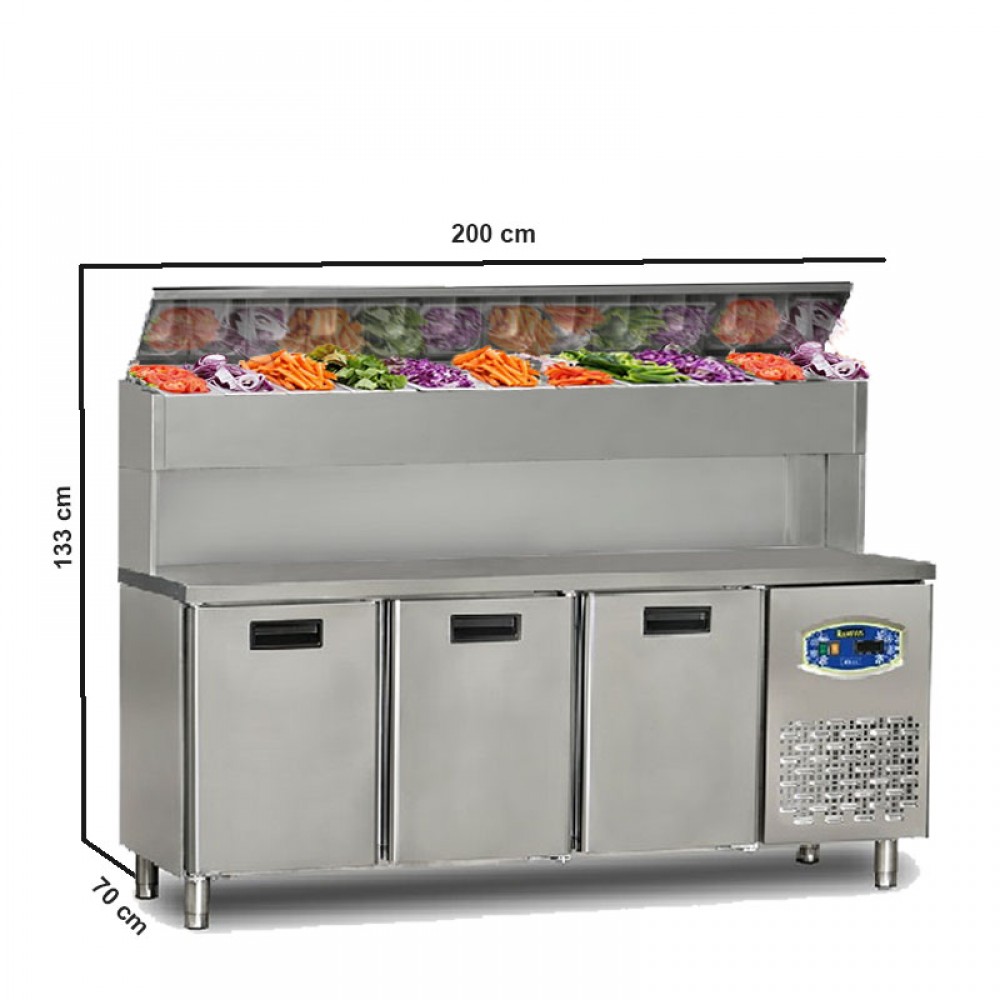 Pizza prep fridge 3 Door Pizza Prep Refrigerator Tall Height