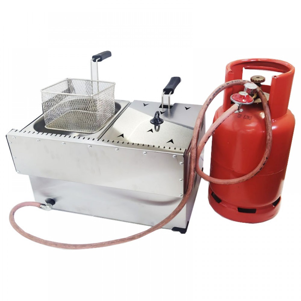 Commercial LPG Gas Fryer 10 Litre Table Top Chips Fryer Countertop ...