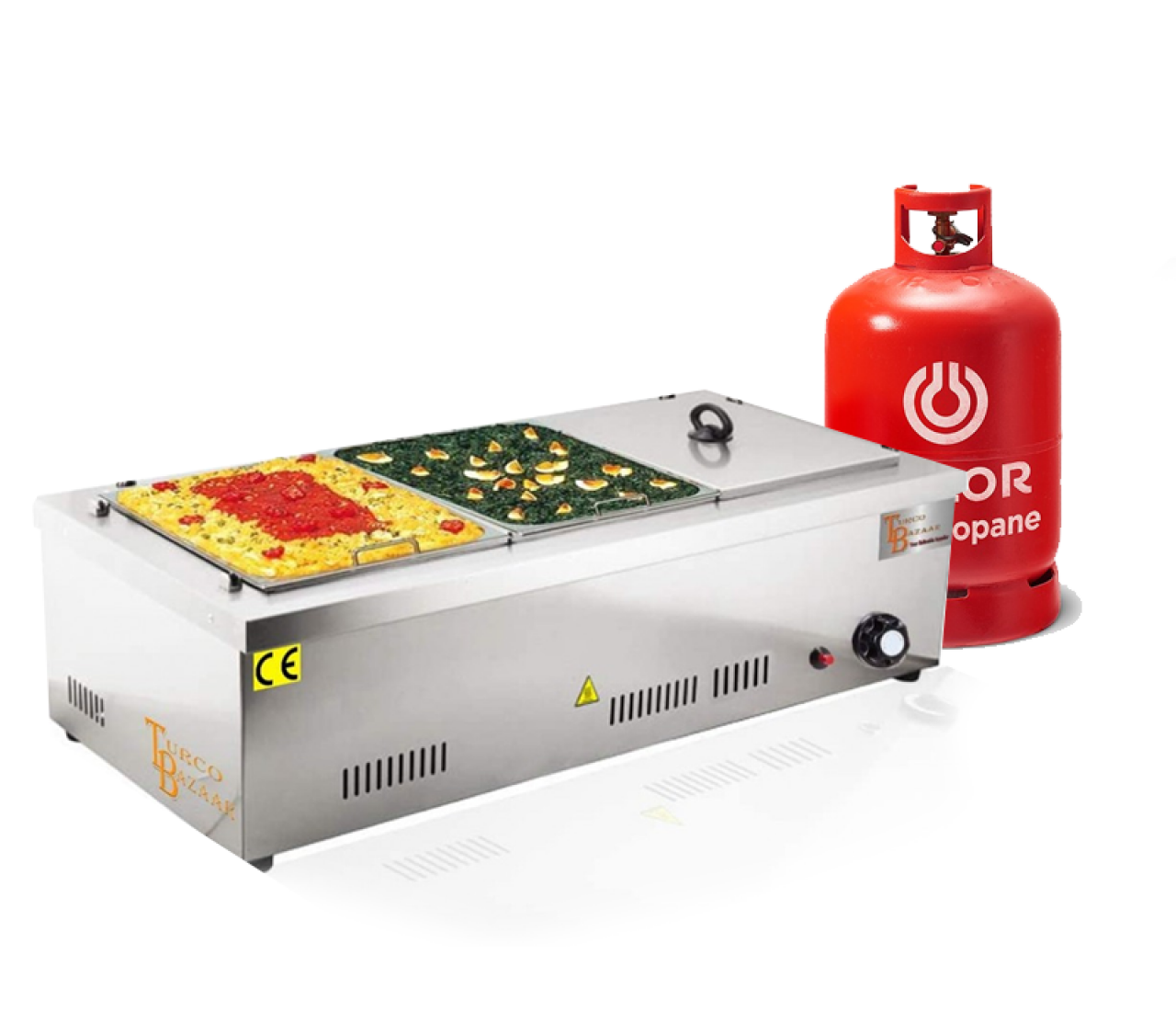 3 Pot/Pan LPG GAS Table/Counter-top WET Bain Marie