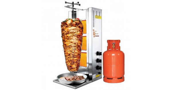 Gas Shawarma Machines : 3 Burner MANUALLY Spinning Shawarma ...