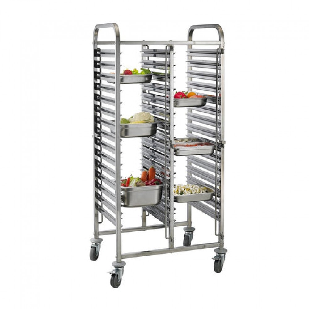 301008 - Racking Trolley 15 Tier Double Row Rack for GN Pan1/1 ...